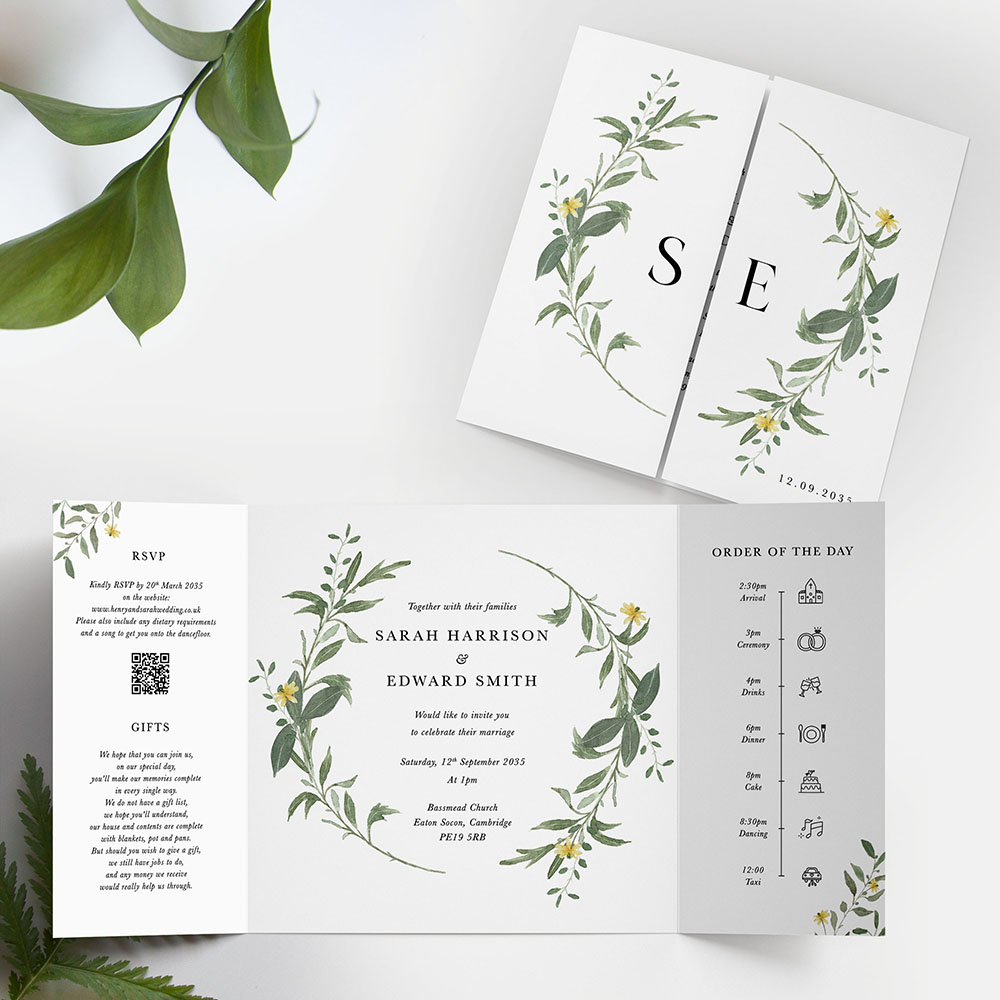 'Meadow Musings' Printed Gatefold Wedding Invitations